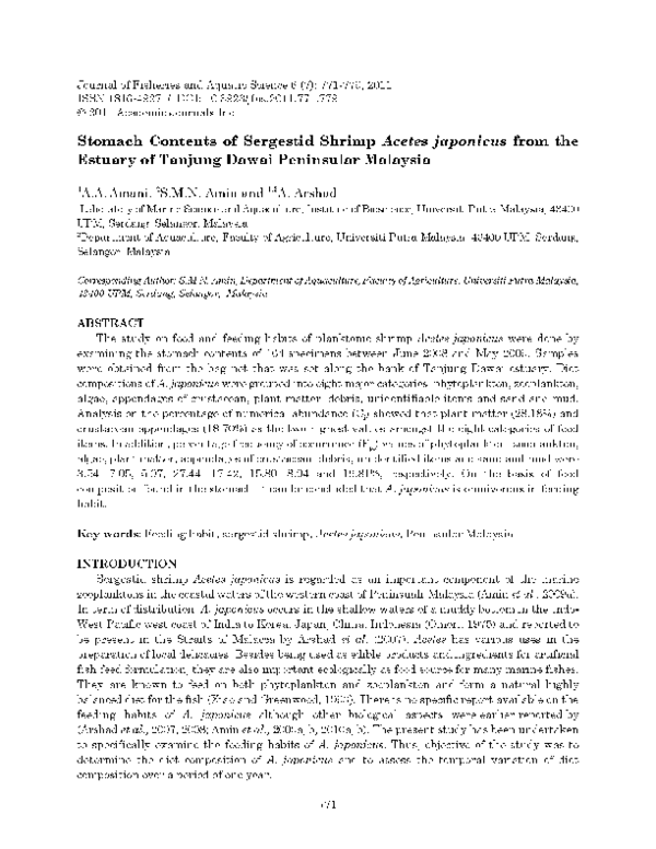 (PDF) Stomach Contents of Sergestid Shrimp Acetes japonicus from the ...