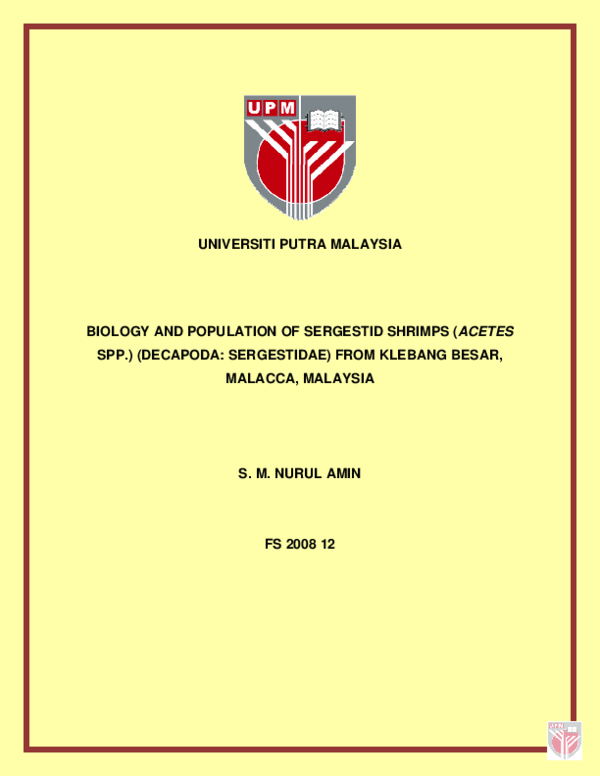 (PDF) Biology and population of sergestid shrimps (Acetes spp ...