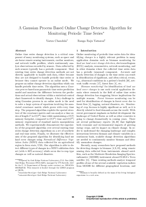 (PDF) A gaussian process based online change detection algorithm for ...