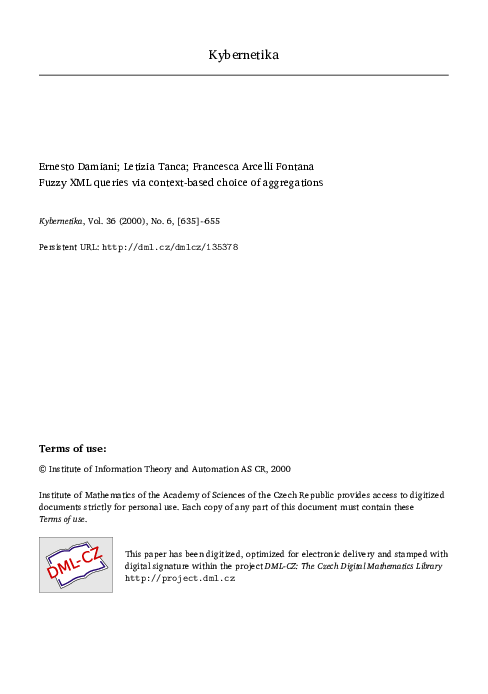 Pdf Fuzzy Xml Queries Via Context Based Choice Of Aggregations