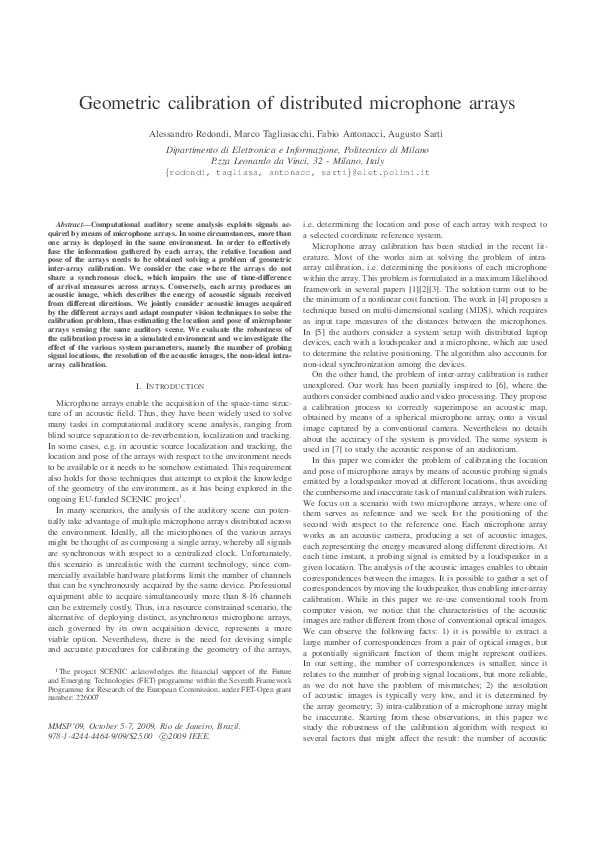 (PDF) Geometric calibration of distributed microphone arrays