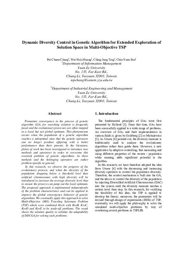 (PDF) Dynamic Diversity Control in Genetic Algorithm for Extended ...