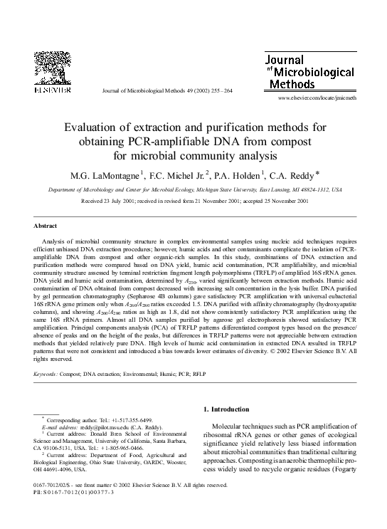 (PDF) Evaluation of extraction and purification methods for obtaining ...