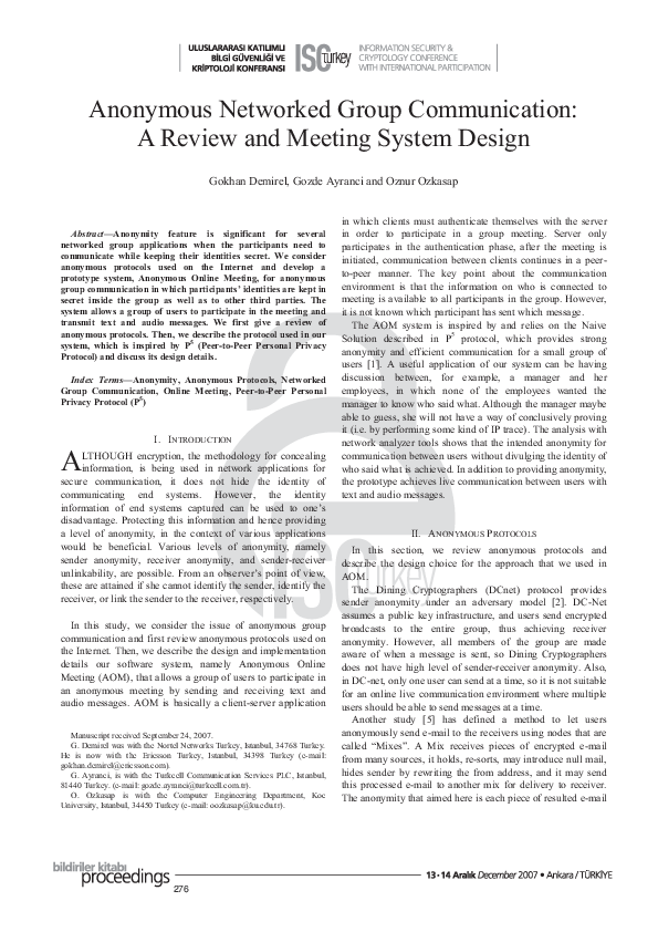 (PDF) Anonymous Networked Group Communication: A Review and Meeting ...