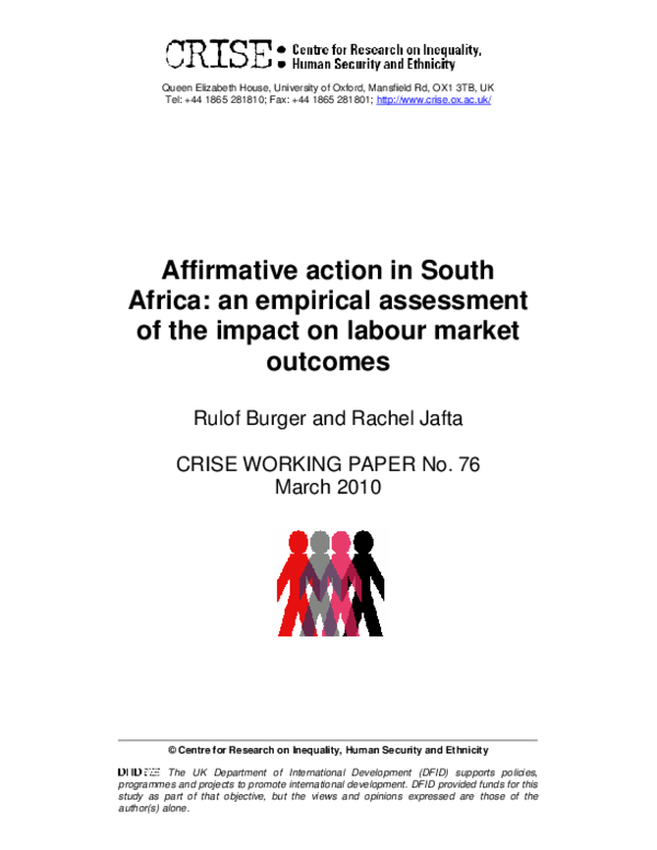 (PDF) Affirmative Action in South Africa: an empirical assessment of ...