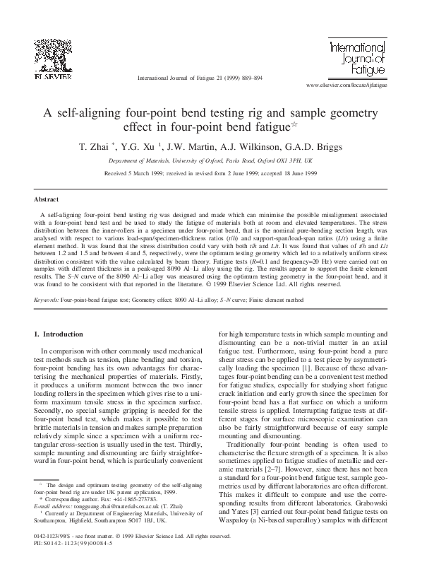 (PDF) A self-aligning four-point bend testing rig and sample geometry ...