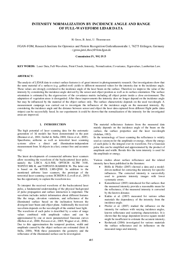(PDF) Intensity normalization by incidence angle and range of full ...