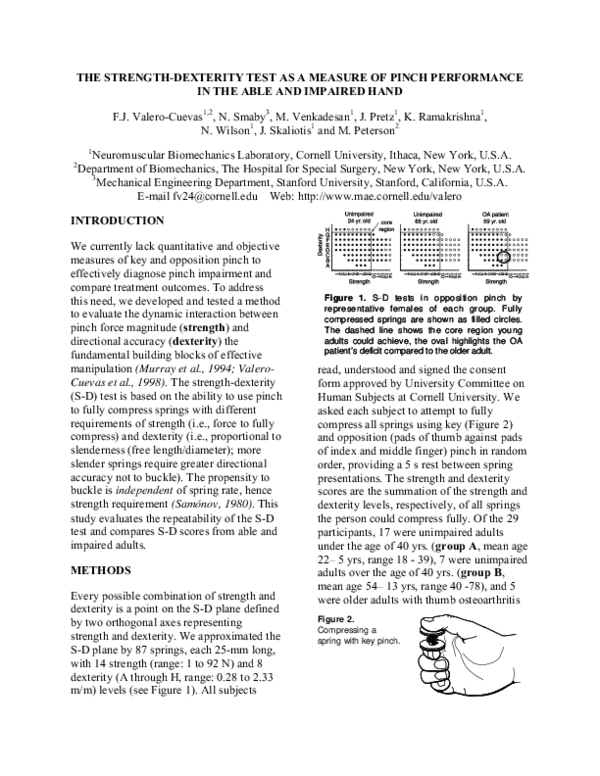 (PDF) The strength-dexterity test as a measure of pinch performance in ...