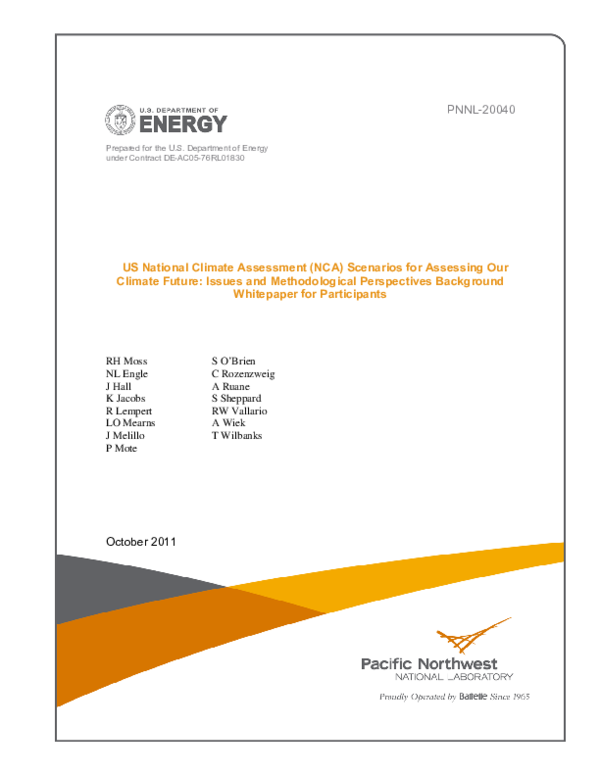 (PDF) US National Climate Assessment (NCA) Scenarios for Assessing Our ...
