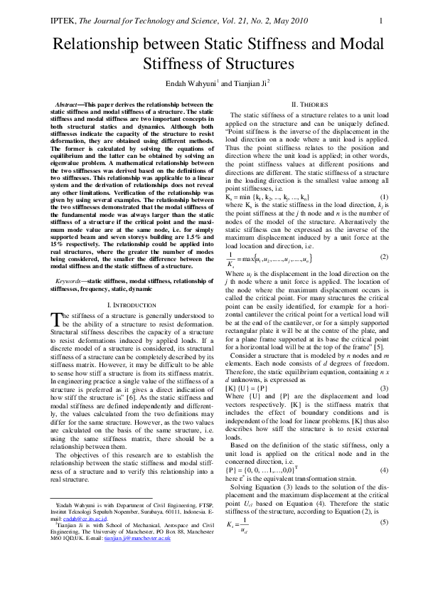 (PDF) Relationship between Static Stiffness and Modal Stiffness of ...