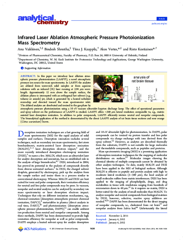 (PDF) Infrared laser ablation atmospheric pressure photoionization mass ...
