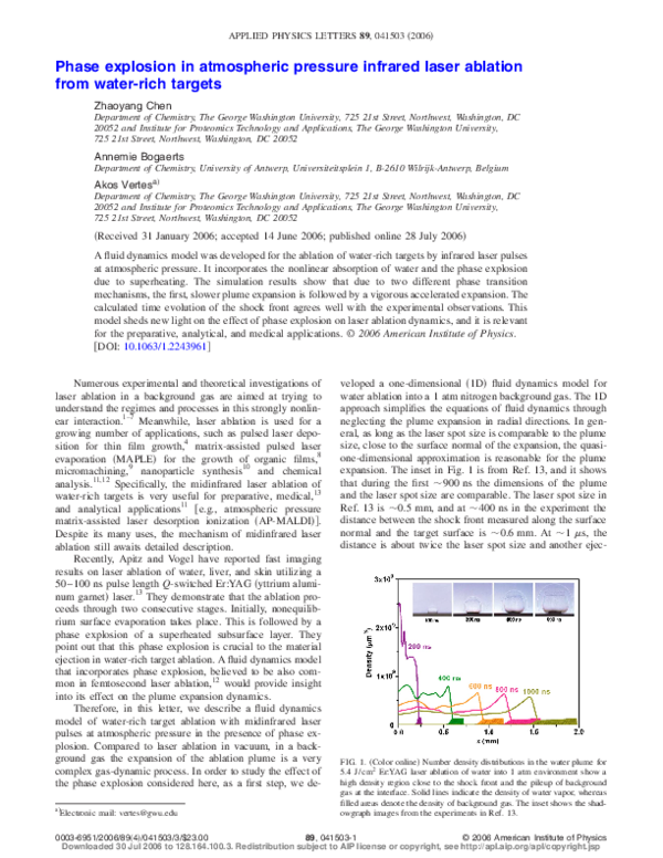 (PDF) Phase explosion in atmospheric pressure infrared laser ablation ...