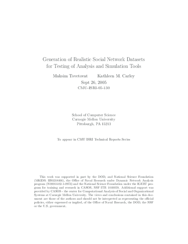 (PDF) Generation of realistic social network datasets for testing of ...