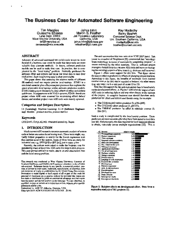 (PDF) The business case for automated software engineering
