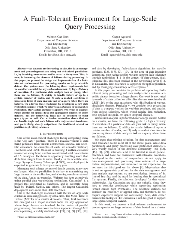 (PDF) A Fault-Tolerant Environment for Large-Scale Query Processing