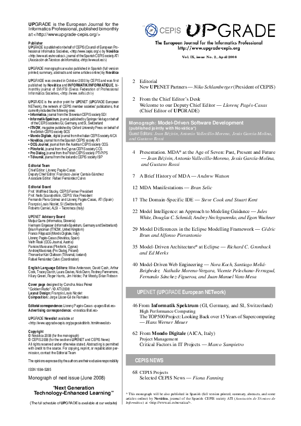 Pdf Model Differences In The Eclipse Modeling Framework Alfonso Pierantonio