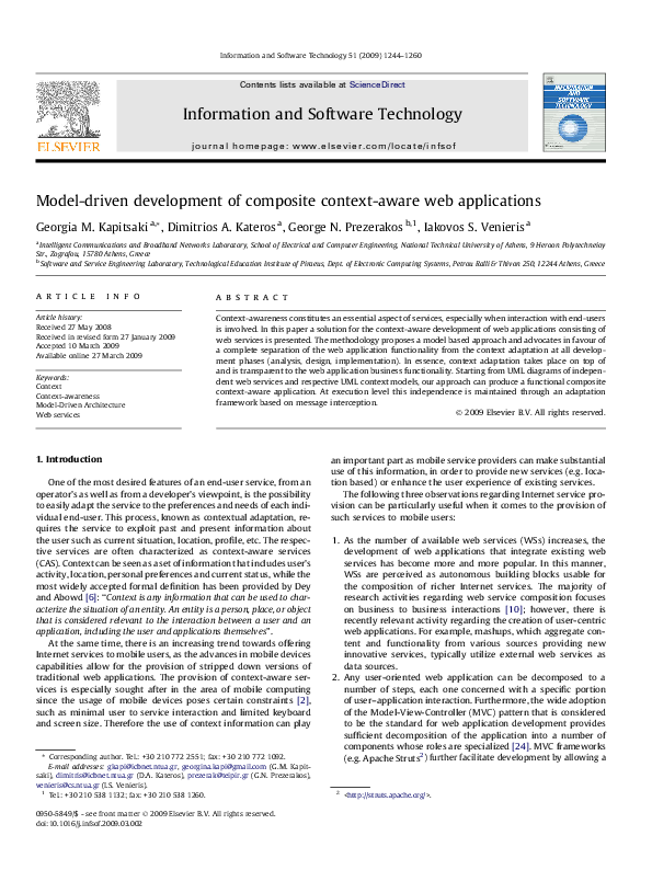 Pdf Model Driven Development Of Composite Context Aware Web Applications Georgia Kapitsaki