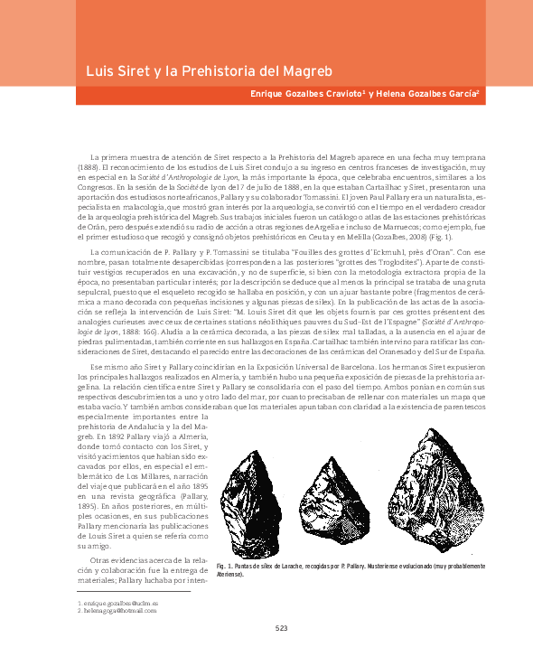 (PDF) Luis Siret y la prehistoria del Magreb