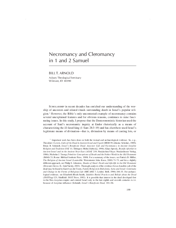 (PDF) Necromancy and Cleromancy in 1 and 2 Samuel