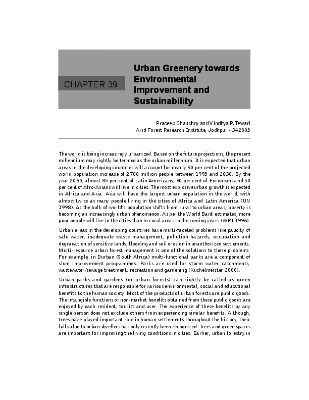 (PDF) Urban greenery in maintaining environmental sustainability