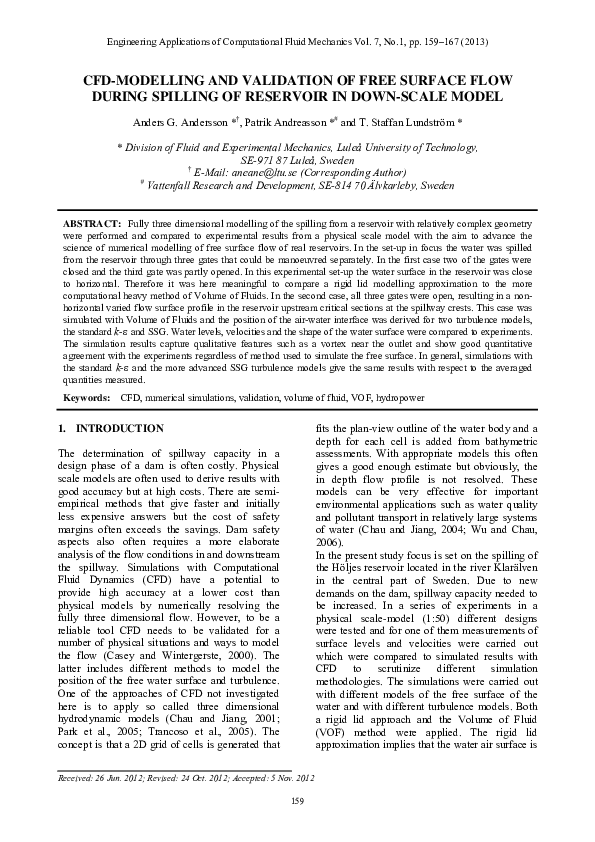 (PDF) CFD-Modelling and Validation of Free Surface Flow during Spilling ...