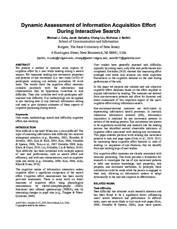 (PDF) Dynamic assessment of information acquisition effort during ...
