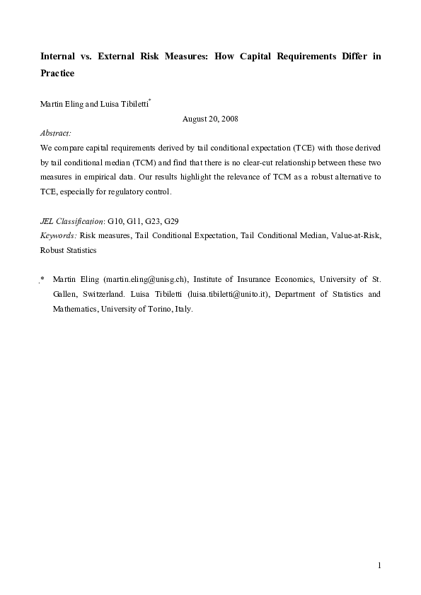 (PDF) Internal vs. external risk measures: How capital requirements ...