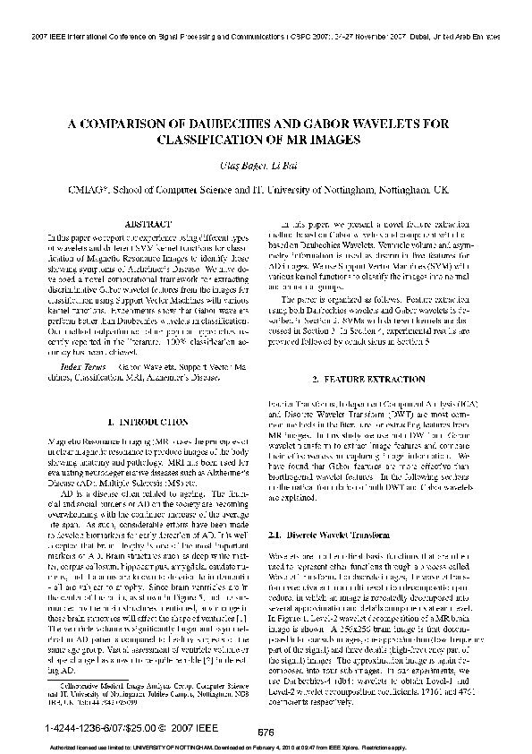Pdf Gabor Vs Daubechies Wavelets In Mri Classification 