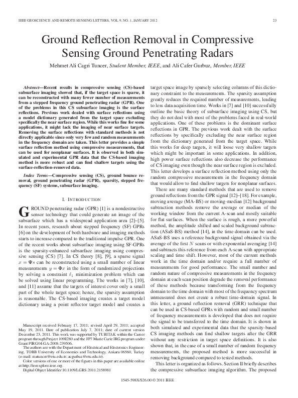 (PDF) Ground Reflection Removal in Compressive Sensing Ground ...