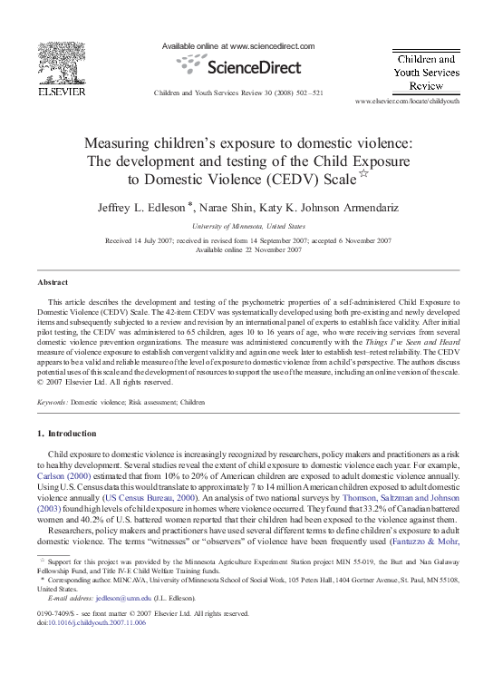 (PDF) Measuring children's exposure to domestic violence: The ...