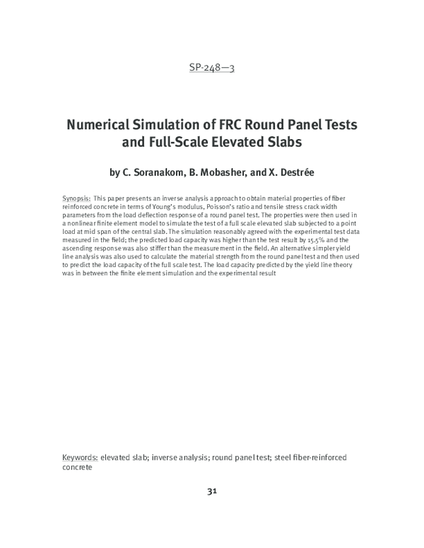 (PDF) Numerical simulation of FRC round panel tests and full-scale ...
