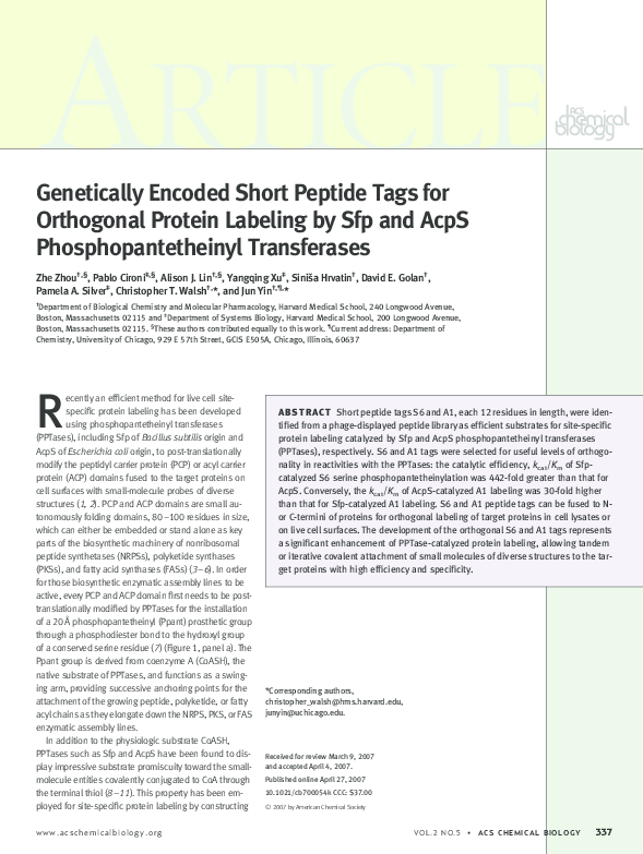 (PDF) Genetically encoded short peptide tags for orthogonal protein ...