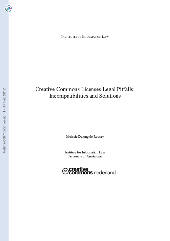 (PDF) Creative Commons Licenses Legal Pitfalls: Incompatibilities and ...