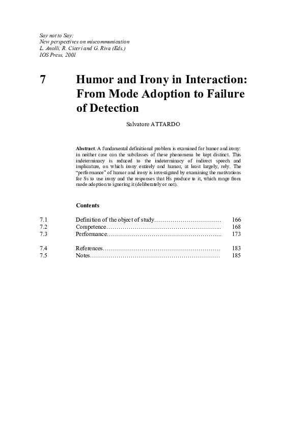 (PDF) Humor and irony in interaction: From mode adoption to failure detection