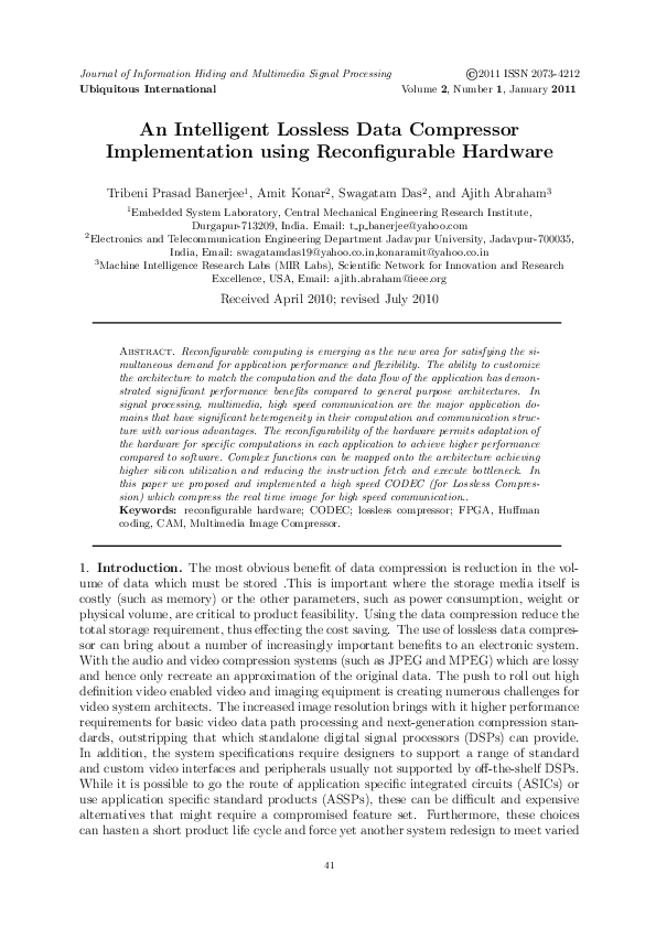 Pdf An Intelligent Lossless Data Compressor Implementation Using Reconfigurable Hardware