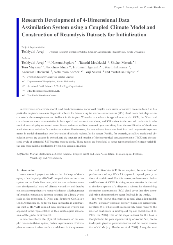 Pdf Research Development Of 4 Dimensional Data Assimilation System Using A Coupled Climate