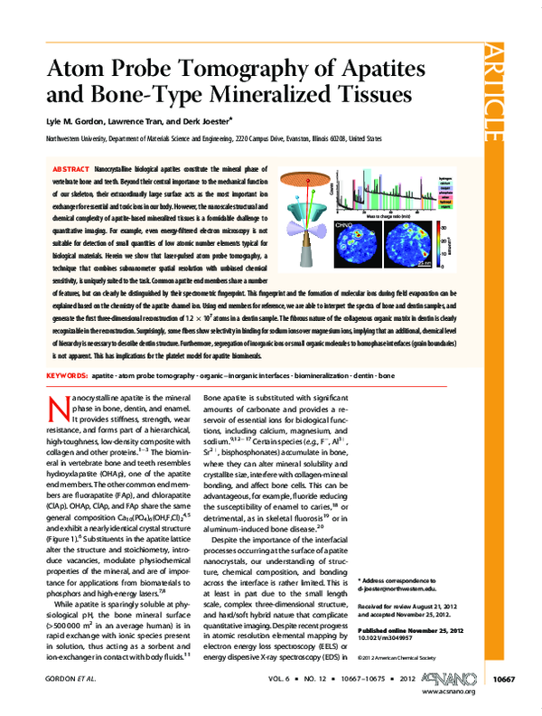 (PDF) Atom Probe Tomography of Apatites and Bone-Type Mineralized Tissues