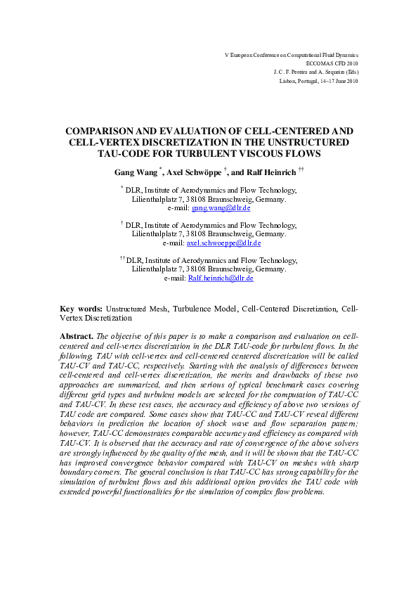 (PDF) Comparison and evaluation of cell-centered and cell-vertex discretization in the ...