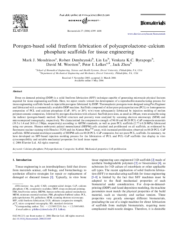 (PDF) Porogen-based solid freeform fabrication of polycaprolactone ...