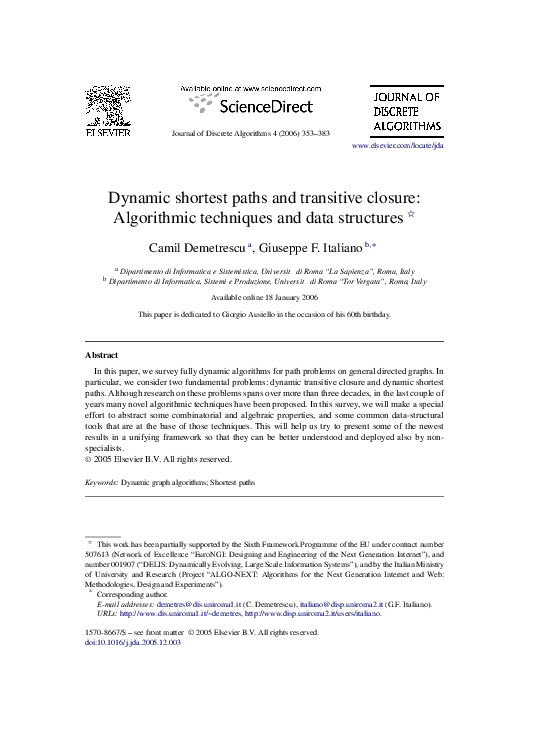 (PDF) Dynamic shortest paths and transitive closure: Algorithmic ...