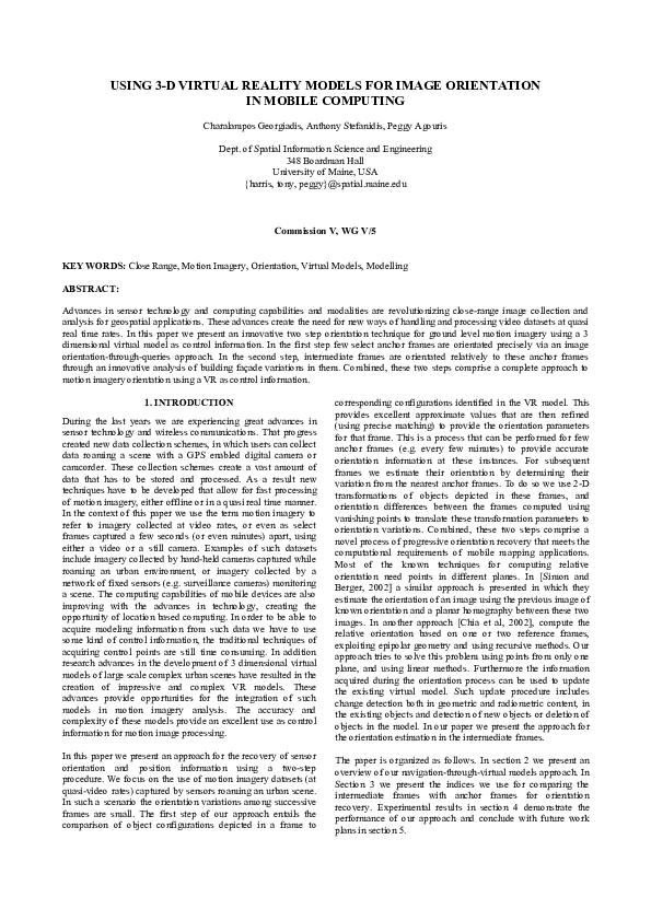 (PDF) USING 3-D VIRTUAL REALITY MODELS FOR IMAGE ORIENTATION IN MOBILE ...