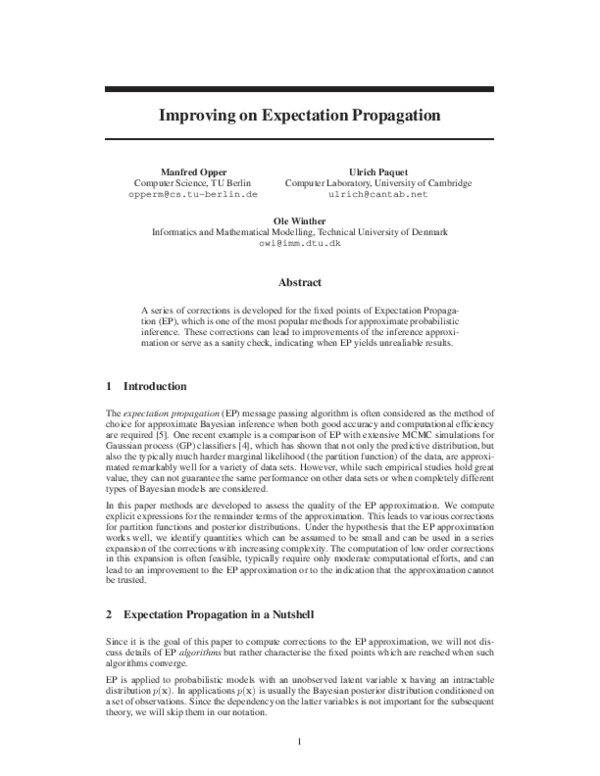 Pdf Improving On Expectation Propagation