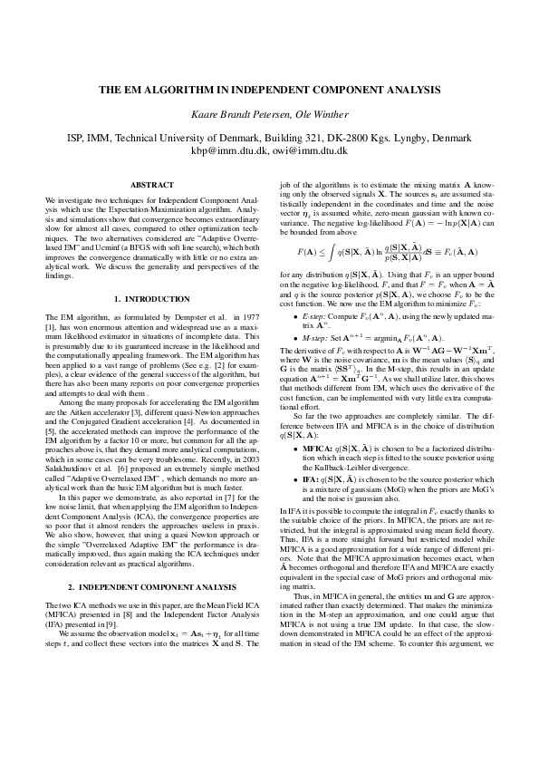 Pdf The Em Algorithm In Independent Component Analysis Ole Winther
