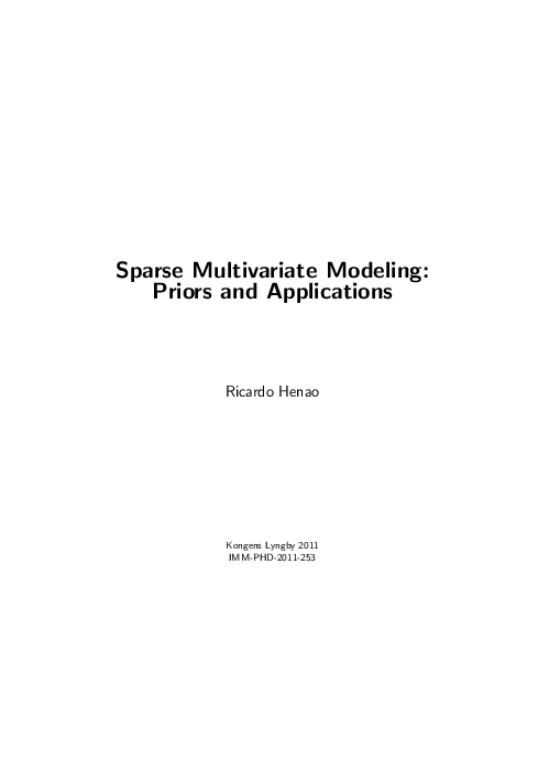 (PDF) Sparse Multivariate Modeling: Priors and Applications