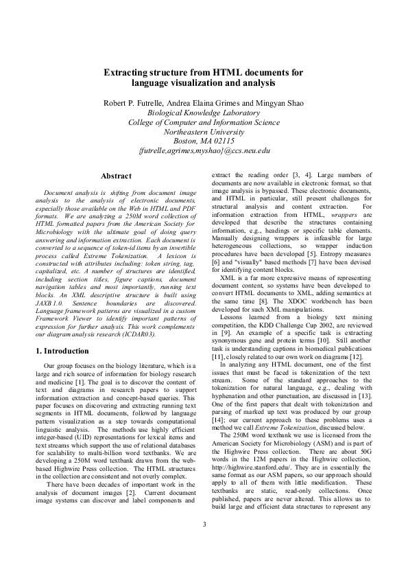 (PDF) Extracting structure from HTML documents for language visualization and analysis