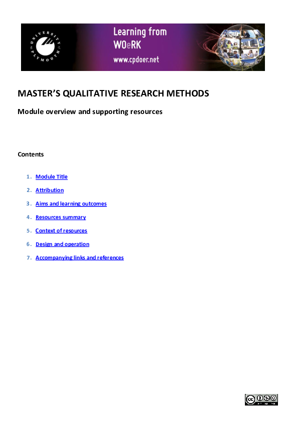 (PDF) Master’s–Qualitative Methods-a module summary