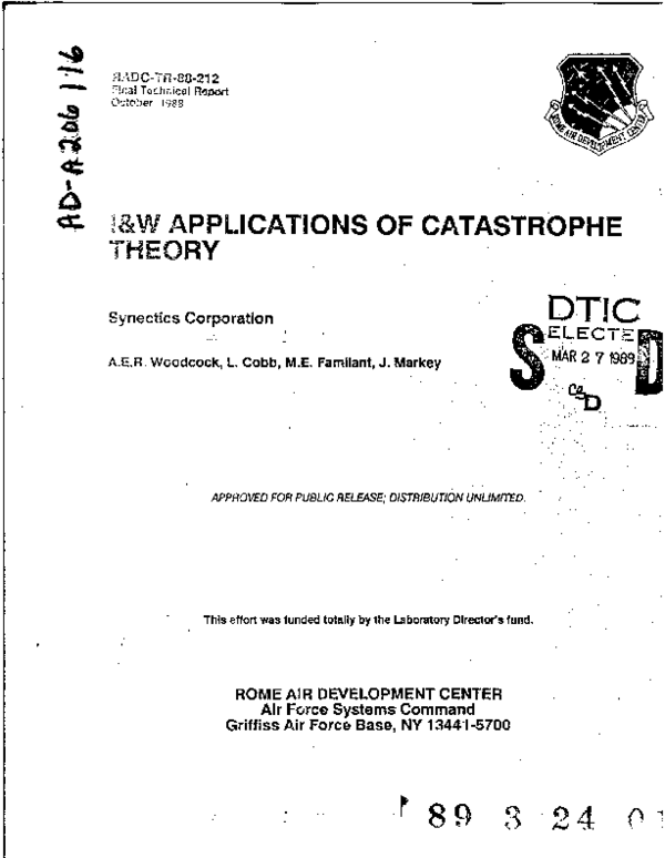 (PDF) I&W (Indications and Warning) Applications of Catastrophe Theory