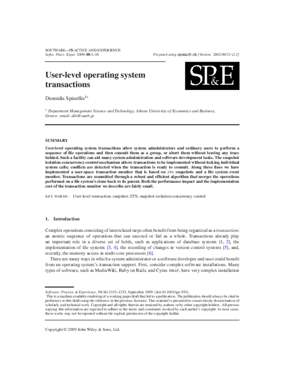 (PDF) User‐level operating system transactions