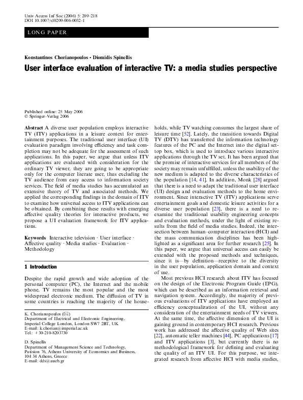 (PDF) User interface evaluation of interactive TV: a media studies ...