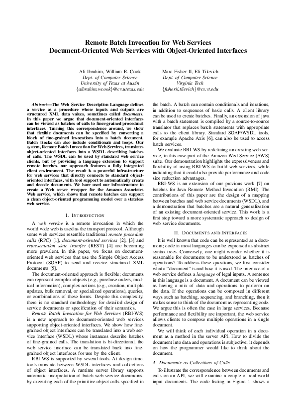 (PDF) Remote batch invocation for web services: Document-oriented web ...